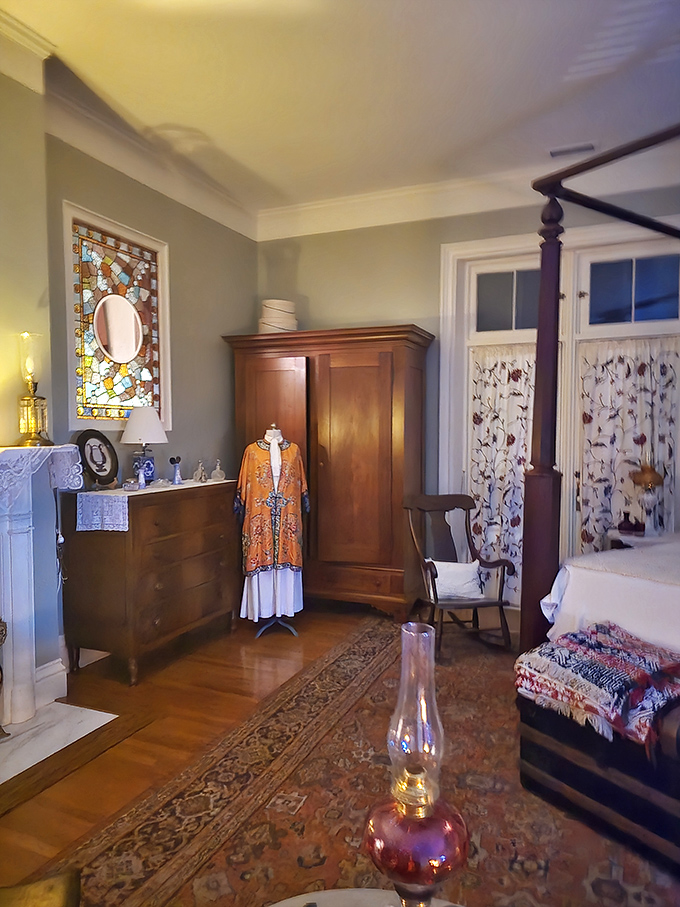 That stained glass window isn't just decoration&mdash;it's Victorian Instagram. The perfect backdrop for showing off your finest dressing gown.