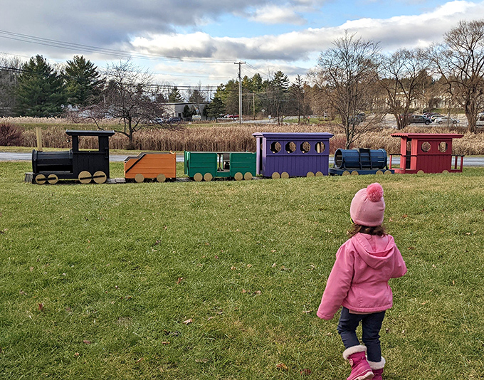 Childhood wonder meets Vermont craftsmanship at this colorful train display&mdash;proof that the best toys don't need batteries or software updates.