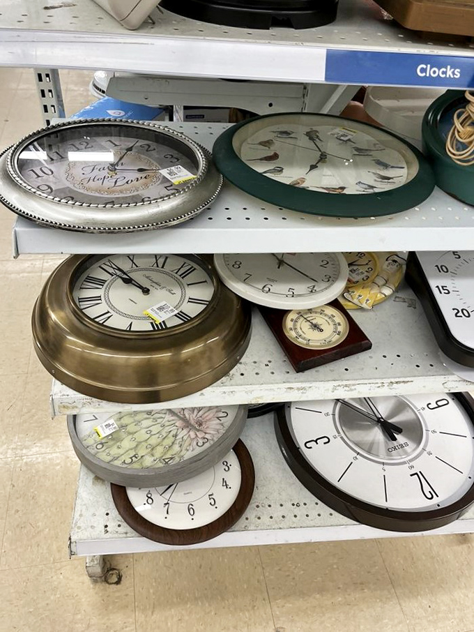 A collection of timepieces that have literally seen better times. Each clock face tells a story beyond the hours it's marked.