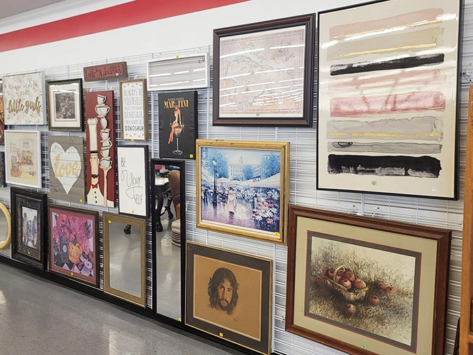 Art wall proves that one person's "interesting choice" is another person's perfect living room statement piece.