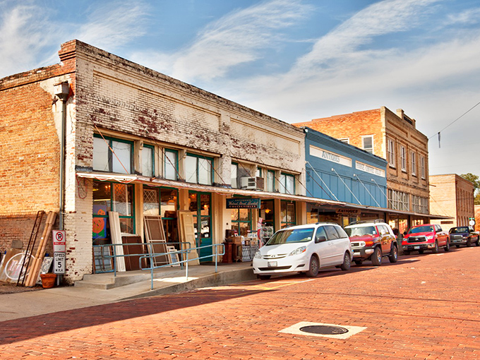 Walnut Street's weathered brick storefronts tell stories of commerce, community, and the changing tides of small-town American economics.