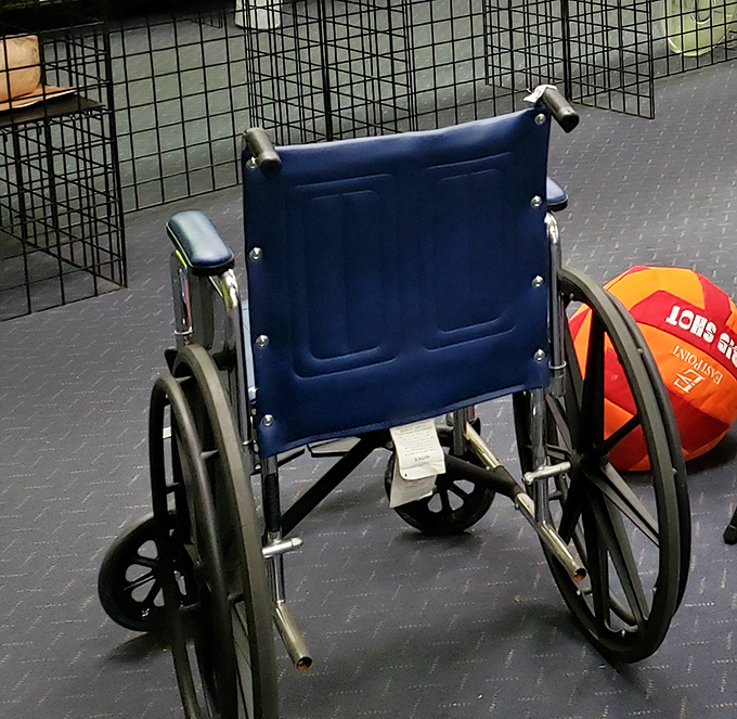 A wheelchair priced at a fraction of medical supply costs. Goodwill's practical side shines in providing affordable access to essential equipment.