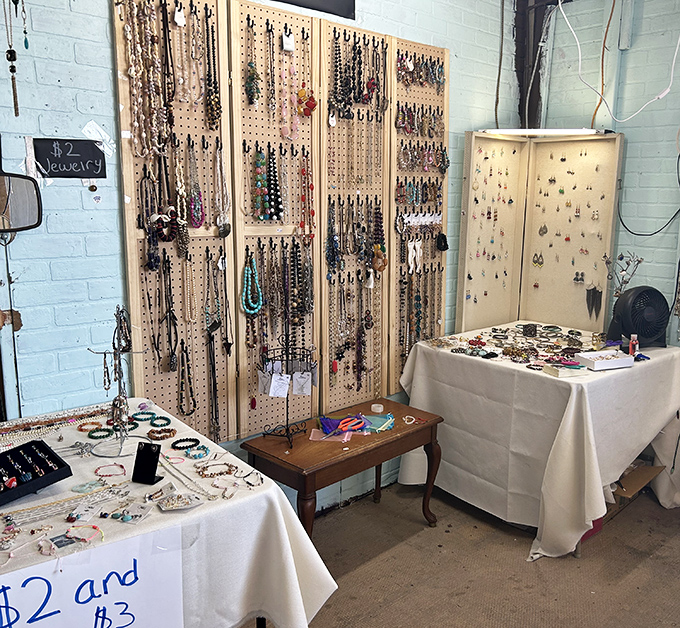 Jewelry displays transform humble pegboard into walls of wearable treasure. At these prices, you can afford to be both stylish and spontaneous.