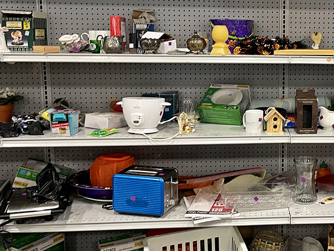 The household items section is like someone's attic exploded in the best possible way, offering endless decorating possibilities cheap.