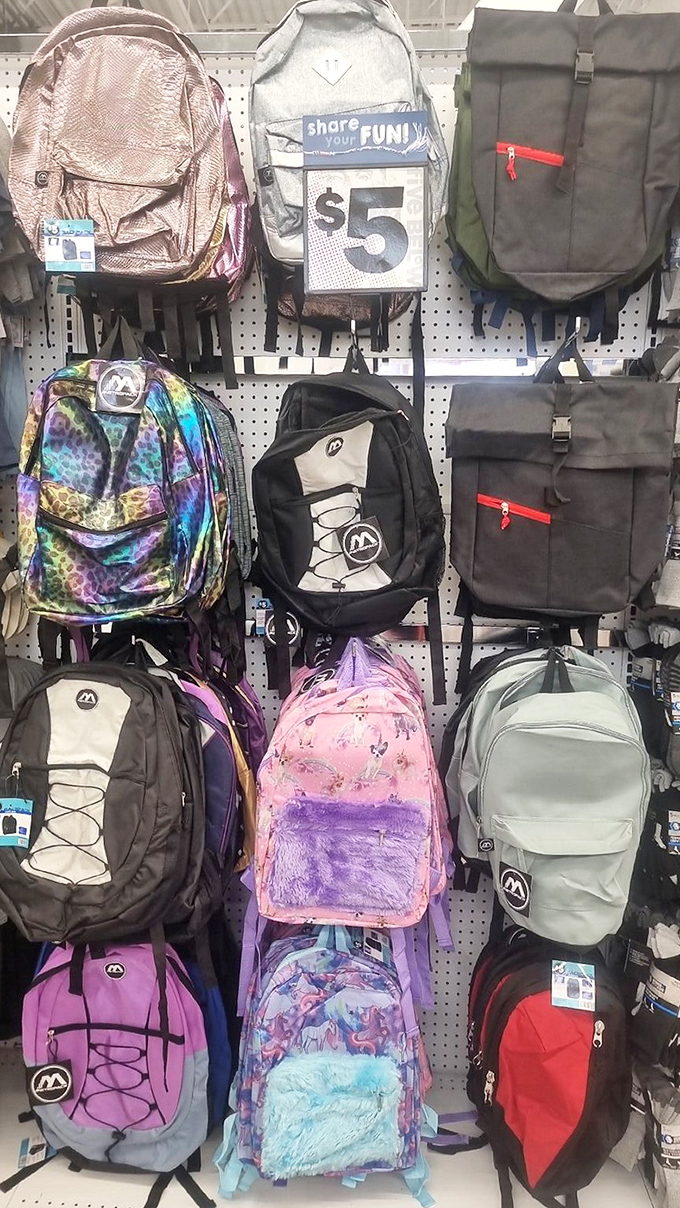 Backpacks in every color and pattern imaginable, from office-appropriate to "I'm climbing Everest after lunch."
