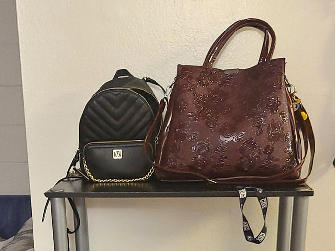 Designer bags without the designer drama. That embossed leather tote would cost ten times more if you bought it new.