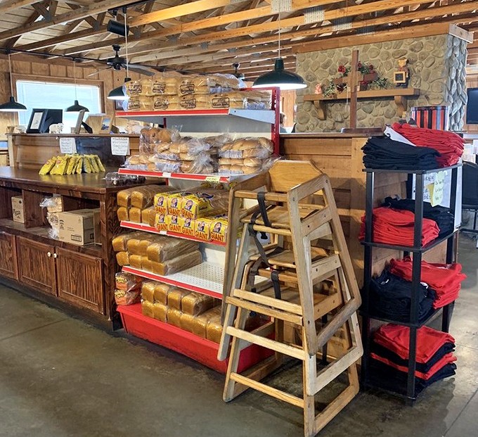 Fresh bread and Southern staples stacked like treasure. In barbecue country, even the sides and accompaniments get the respect they deserve.