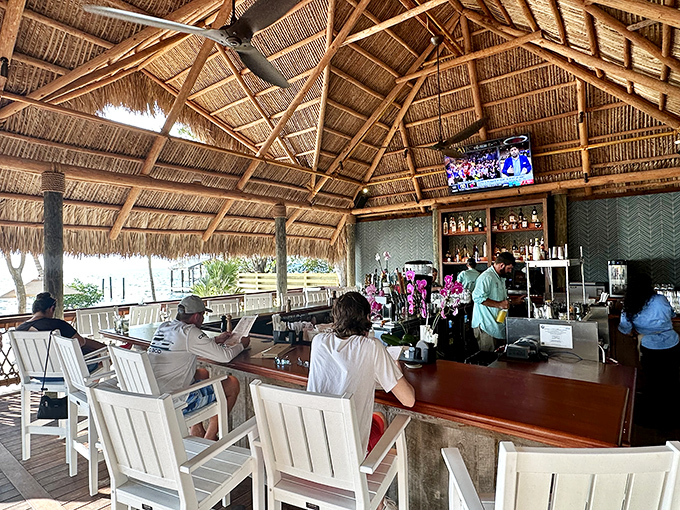 The tiki bar experience done right&mdash;palm thatch overhead, ocean breezes all around, and cold drinks flowing as freely as the conversation.