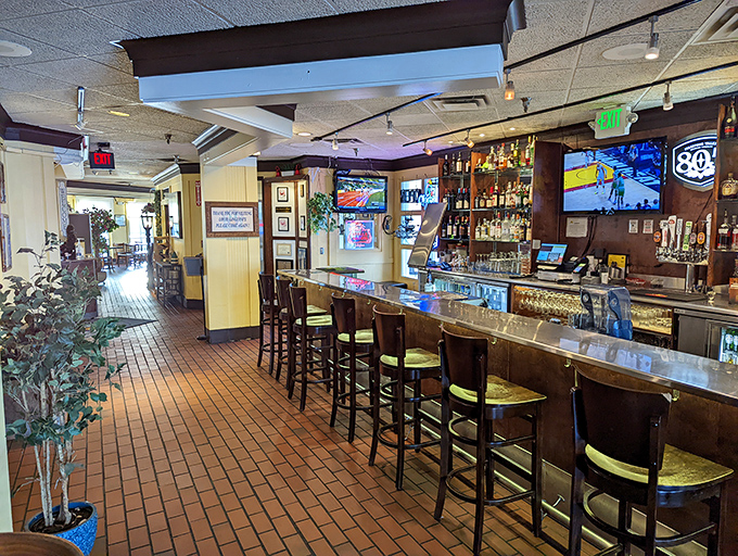 The bar area invites you to pull up a stool and share tales with locals who know exactly which menu items will change your life.
