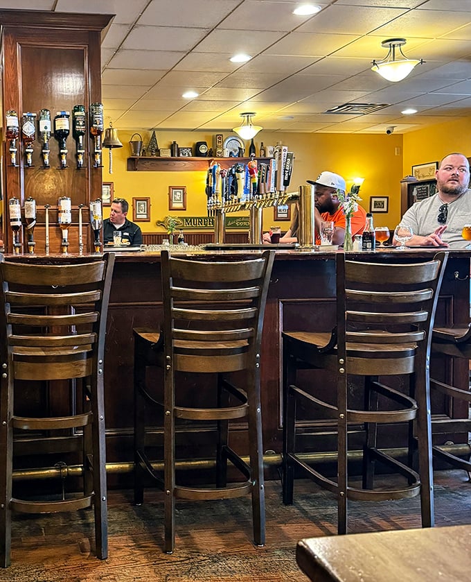 The bar at J K O'Donnell's isn't just where drinks are served; it's command central for conviviality, where strangers become friends over perfectly poured pints.