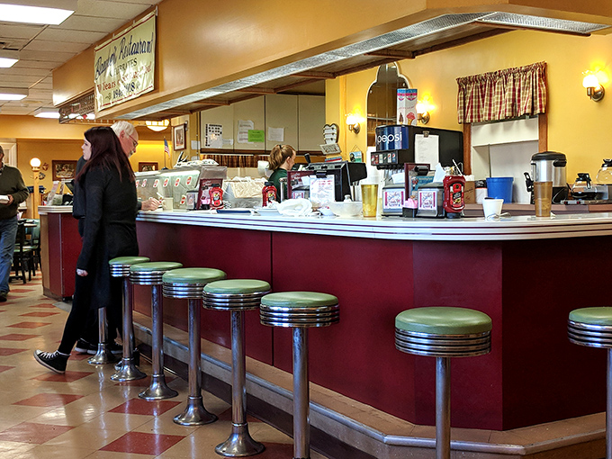 The counter where magic happens&mdash;classic diner stools that have supported generations of Maryland pie enthusiasts and comfort food devotees.