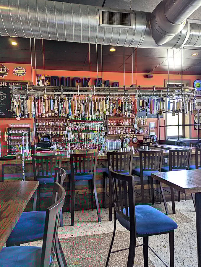 The bar showcases an impressive tap selection—like a liquid library where every draft tells a different delicious story.