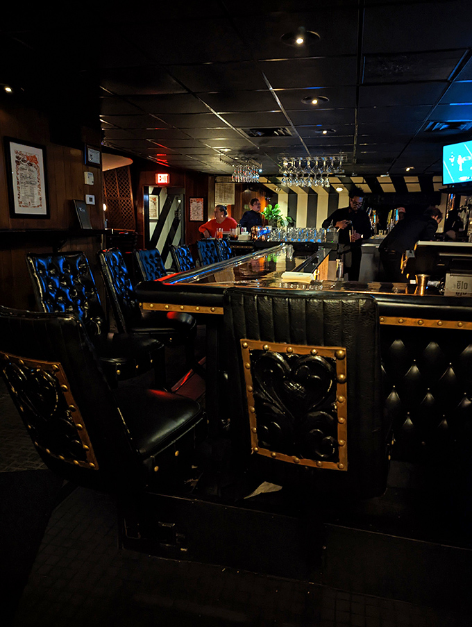 The bar area &ndash; where leather-backed stools have witnessed countless first dates, business deals, and "just one more" nightcaps.