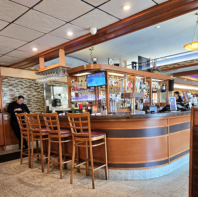 The bar where evening meets morning. Where else can you order a Manhattan and a stack of pancakes in the same establishment?