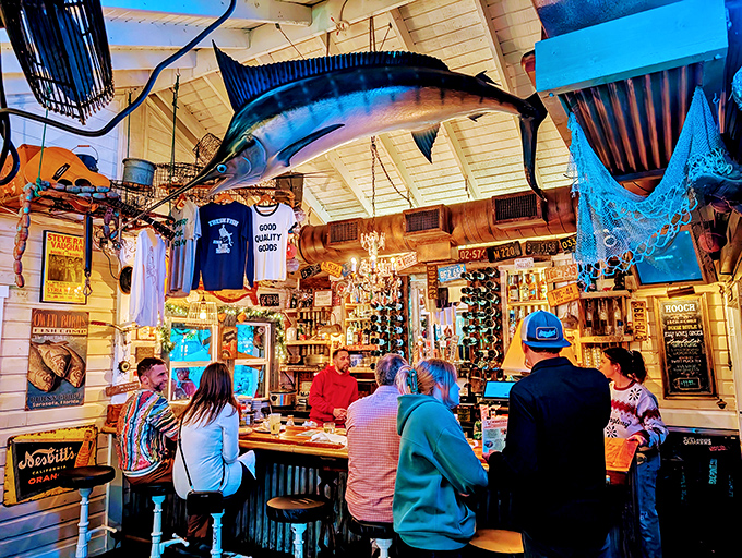 The bar where maritime meets mixology. That marlin overhead has witnessed countless toasts to good food and better company.