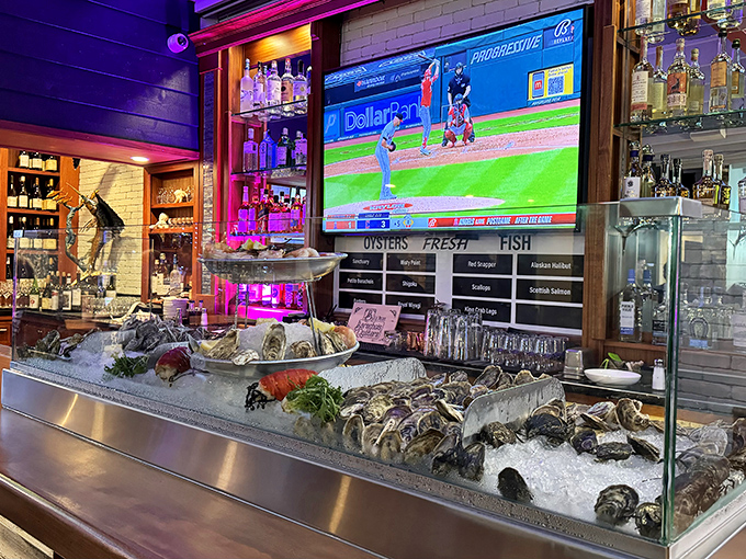 A raw bar display that's essentially seafood theater&mdash;these oysters aren't just served, they're showcased like the briny celebrities they are.