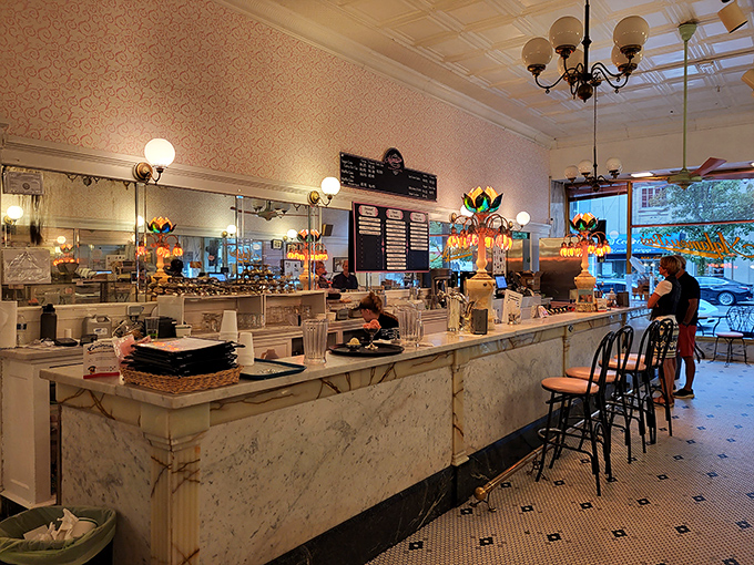 Where soda jerks still practice their craft with pride. The marble counter has absorbed decades of happy conversations and ice cream-induced brain freezes.