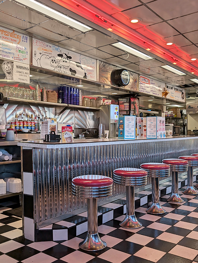 The counter view reveals the beating heart of Kroll's &ndash; where coffee flows freely and friendly banter is always on the menu.