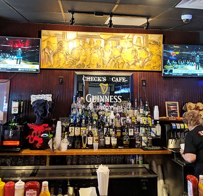 Behind that bar sits everything you need for a proper meal and a cold drink to wash down the goodness.