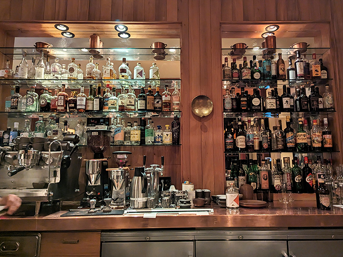 A bar stocked with enough spirits to raise Hemingway himself. The perfect backdrop for decisions both wise and questionable.