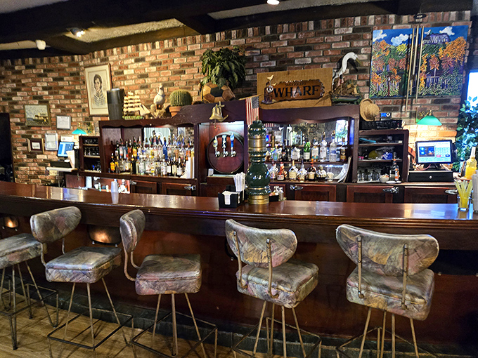 A bar that says, "Pull up a stool, friend. The fish stories get better with each round, and we've got all evening."