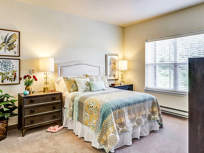 Bedrooms with actual space for living, not just existing between meals.