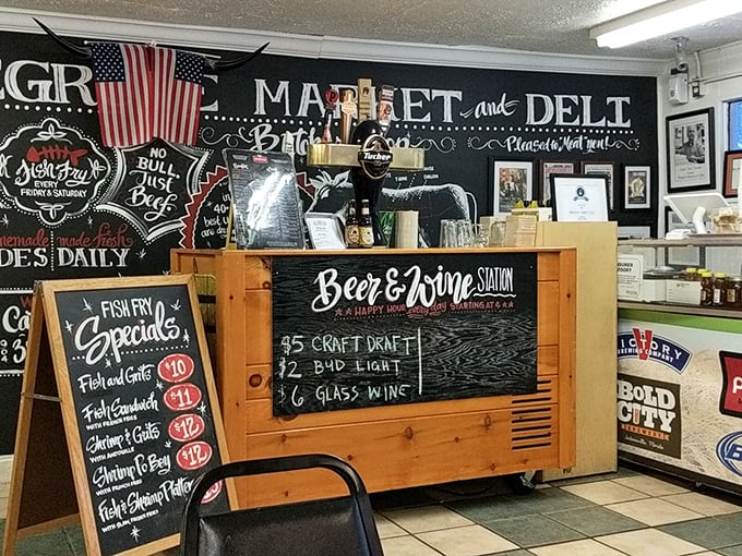 The beer and wine station&mdash;where decisions get happily difficult. "Just a quick lunch" easily transforms into "maybe I'll stay for another hour."