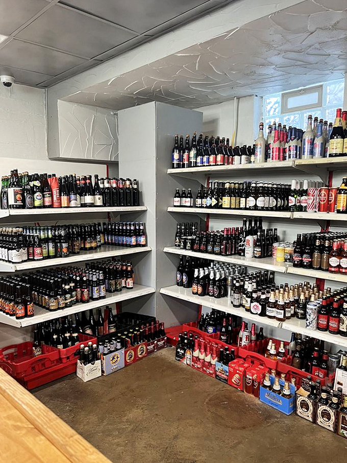 Beer heaven exists, and it's in Swissvale. This wall of bottles contains more stories than your local library.