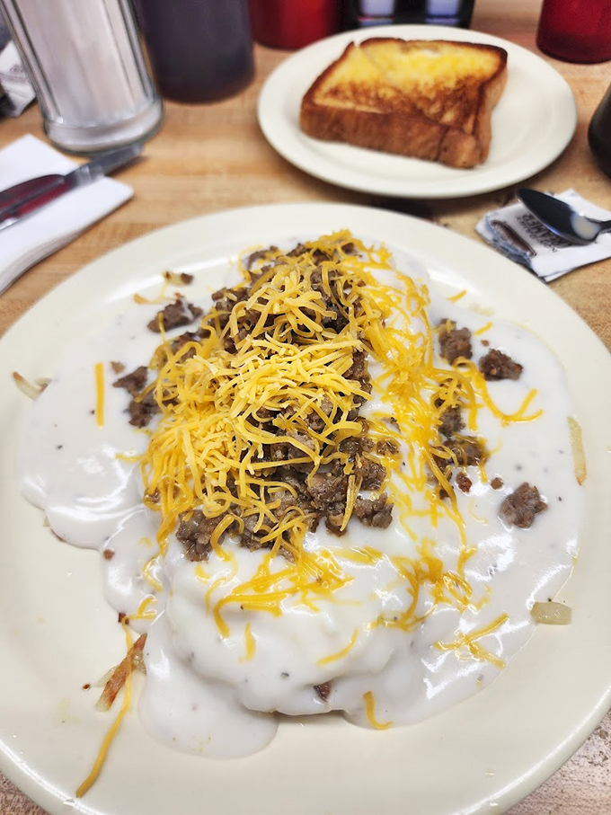 Biscuits and gravy with a side of country-fried nostalgia. No filters needed when the food is this authentically delicious.