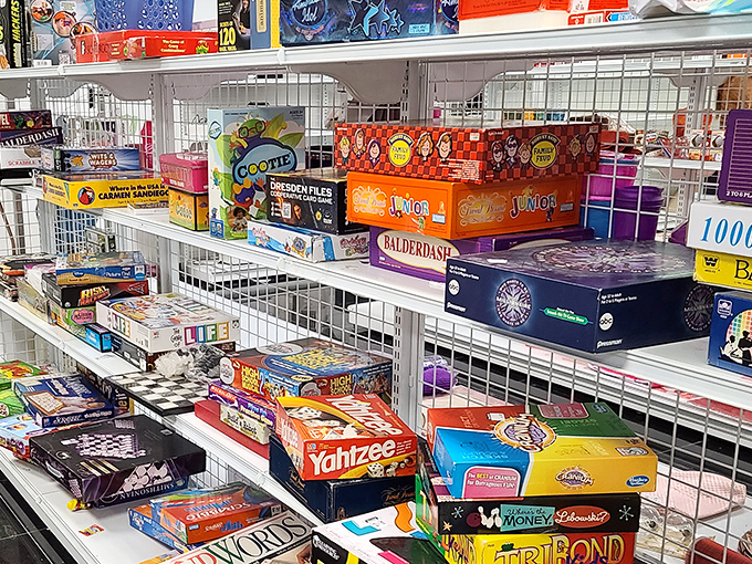 Board game heaven! From Yahtzee to Life, these boxes contain rainy day entertainment and the potential for family feuds that last generations.