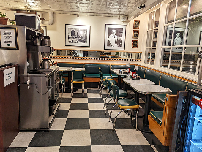 These booths have cradled more Dartmouth dreams, heartbreaks, and hangovers than any therapist's couch in New Hampshire. The black and white photos silently witness it all.