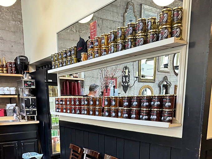 Shelves lined with house-made preserves and pickles &ndash; edible souvenirs that let you take a taste of Brenda's home.