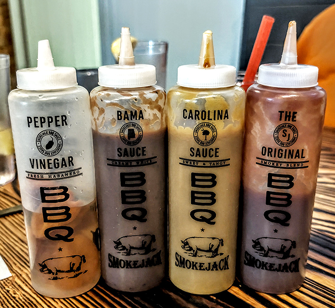 Four sauces, infinite possibilities. From Carolina tang to Alabama white, these bottles contain liquid gold that elevates already excellent barbecue to legendary status.
