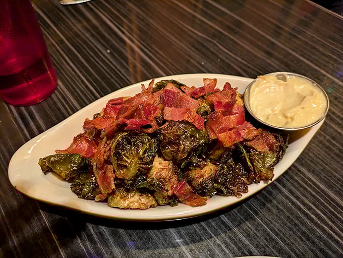 Brussels sprouts that even your childhood self would devour&mdash;roasted until caramelized, then showered with bacon confetti because... Portland.