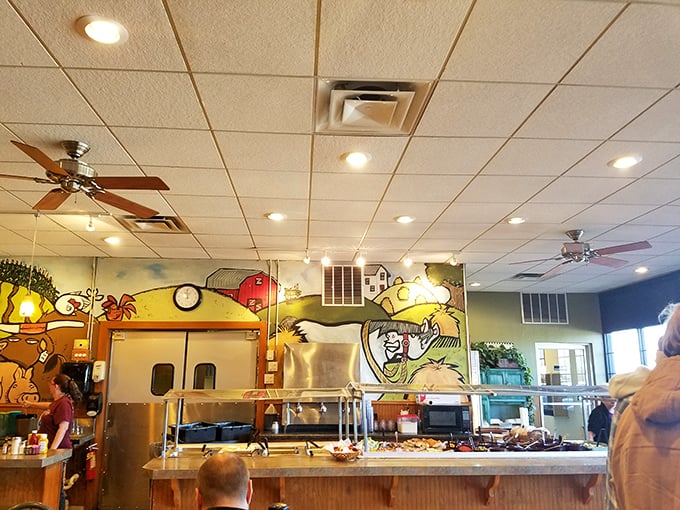 The buffet area showcases fresh ingredients ready to become your next favorite breakfast memory.