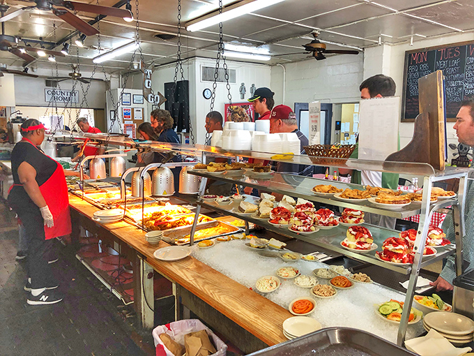 The cafeteria line at Matthews is like a parade of Southern classics, each more tempting than the last.