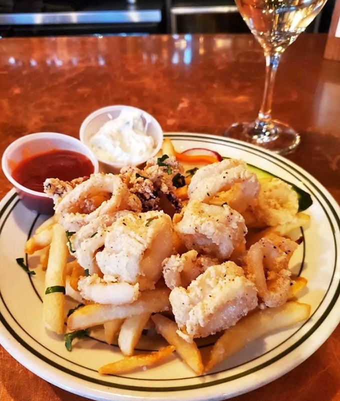 Calamari rings so perfectly crispy they practically sing opera while you crunch through each bite.