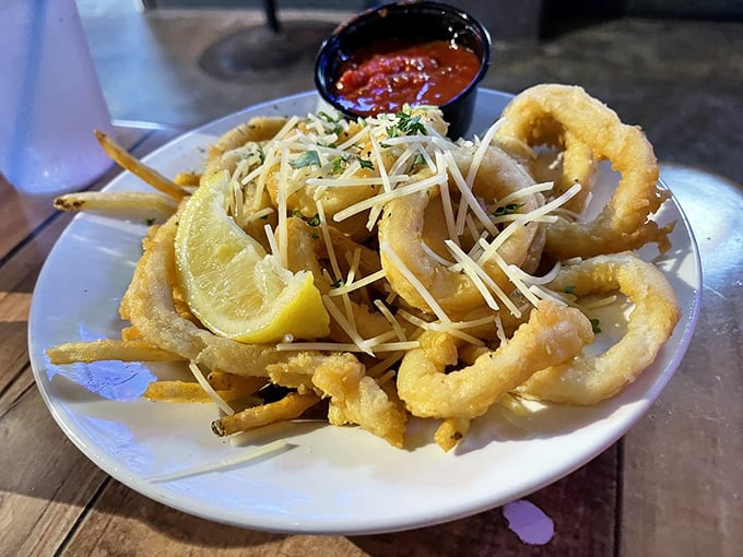 Calamari that defies the rubber-band reputation &ndash; these golden rings are tender enough to make you forget you're eating something with tentacles.