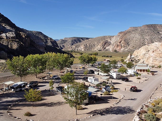 Campers finding their slice of heaven between canyon walls. Social distancing was cool here long before it became trendy elsewhere.