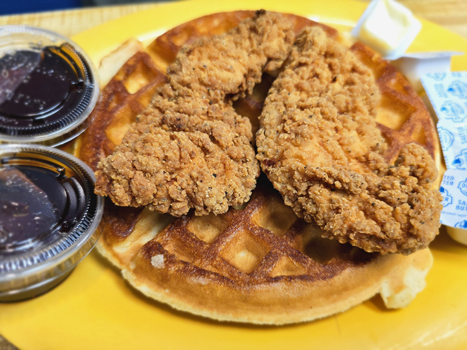 Chicken and waffles: the breakfast-dinner hybrid that proves some of the best relationships are unexpected ones. Crispy meets fluffy in perfect harmony.