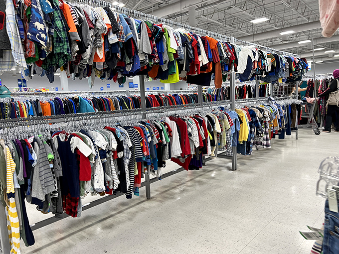 Tiny treasures for tiny humans! The children's clothing section bursts with color and potential, perfect for growing kids with growing needs.