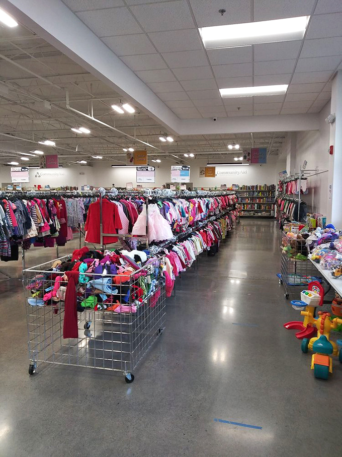 The children's section—where parents can outfit growing kids without requiring a second mortgage or selling plasma.