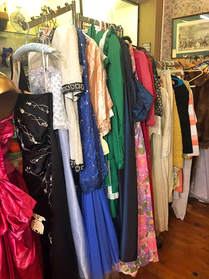 Vintage dresses hang like colorful ghosts of proms, weddings, and cocktail parties past&mdash;each sequin and shoulder pad with its own tale.
