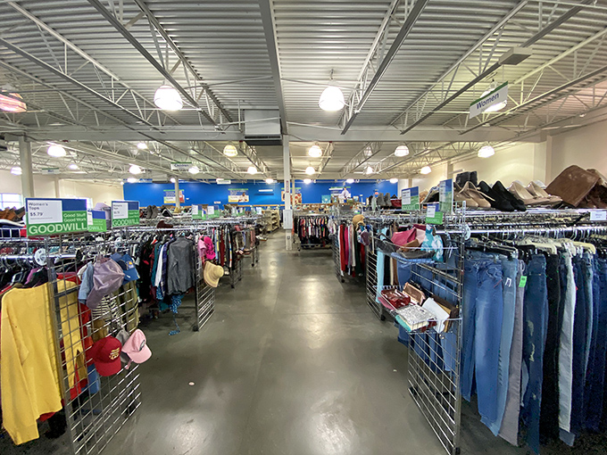 The grand canyon of clothing aisles. You'll need provisions and a map to navigate this expanse of fashion possibilities stretching to the horizon.