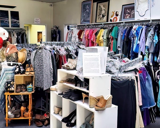 The women's clothing section offers everything from casual to cocktail, with shoes displayed below like the supporting characters in your wardrobe story.