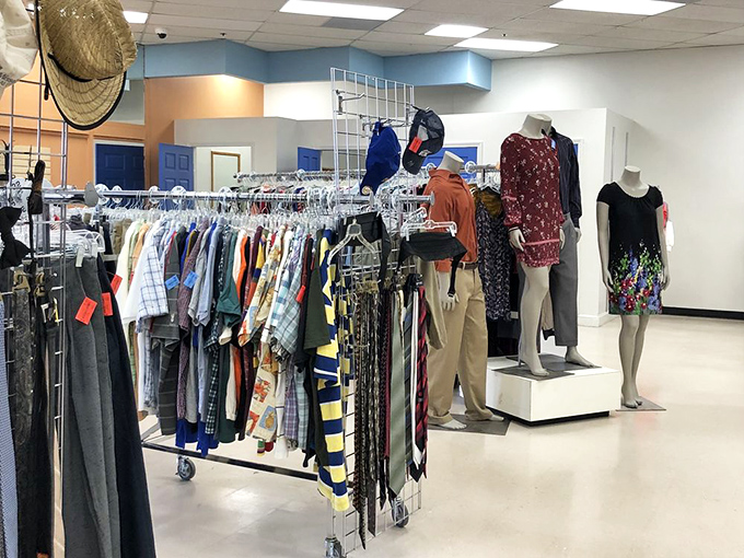 Clothing racks standing at attention, each hanger holding someone's former favorite that could become your new obsession.