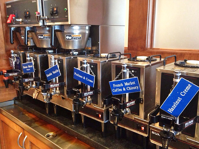 Coffee options lined up like presidential candidates, each promising to make your morning great again.