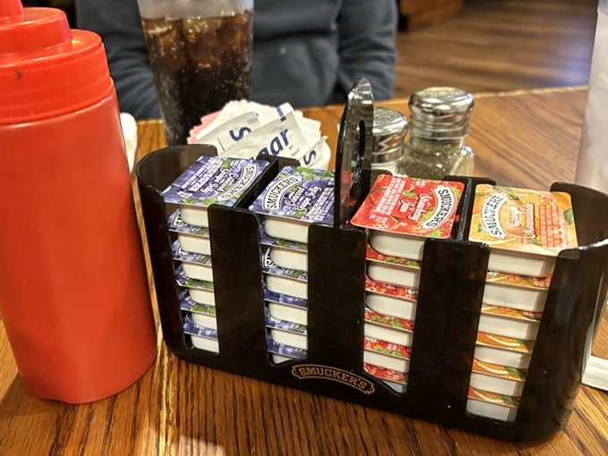 The condiment caddy &ndash; civilization's greatest achievement for those who believe breakfast is merely a delivery system for jam.