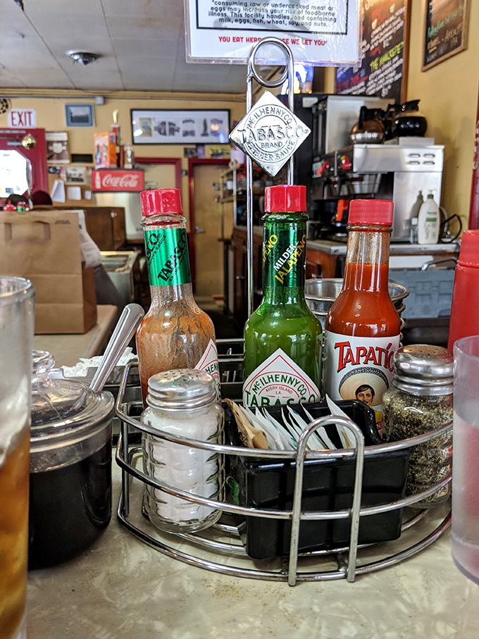 A proper condiment carousel, because sometimes the little details reveal everything about a restaurant's heart.