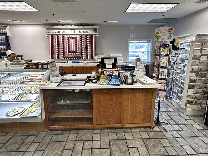 The counter and gift shop where pies go home with lucky customers who planned ahead better than you did.
